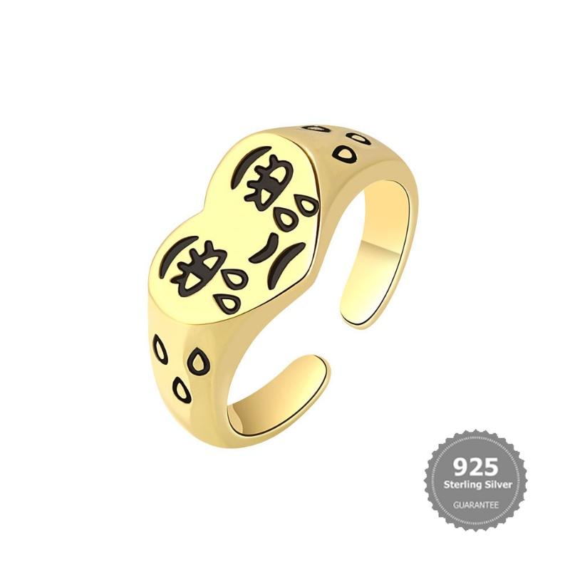 S925 Silver Fashion Retro Love Cry Face Personality Ring 202 - TikTok ...