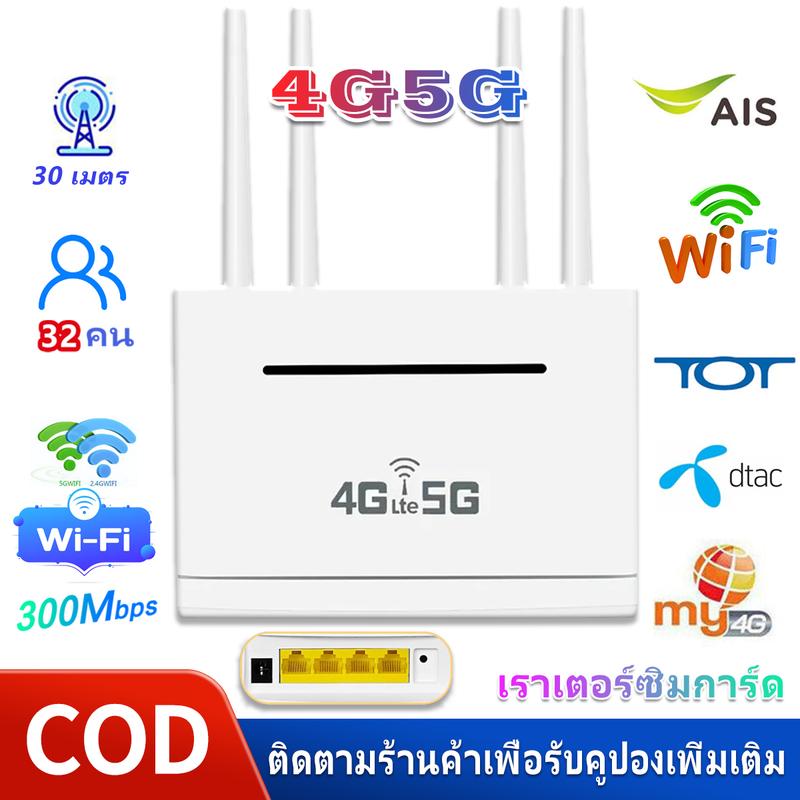 เราเตอร์ใส่ซิม 4G/5G Router ความเร็ว 300Mbps 2.4Ghz ใช้ได้กับซิมทุกเครือข่าย - TikTok Shop Thailand