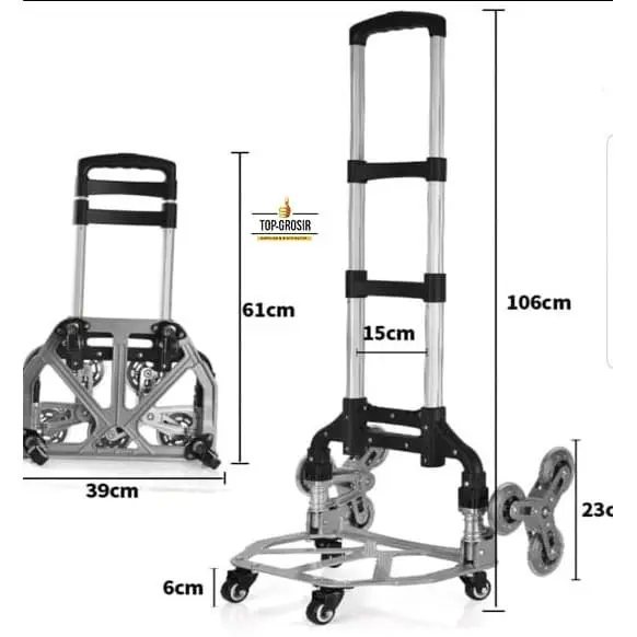 Trolley naik tangga 75kg 10roda angkut barang berat pasar trolly lipat ...