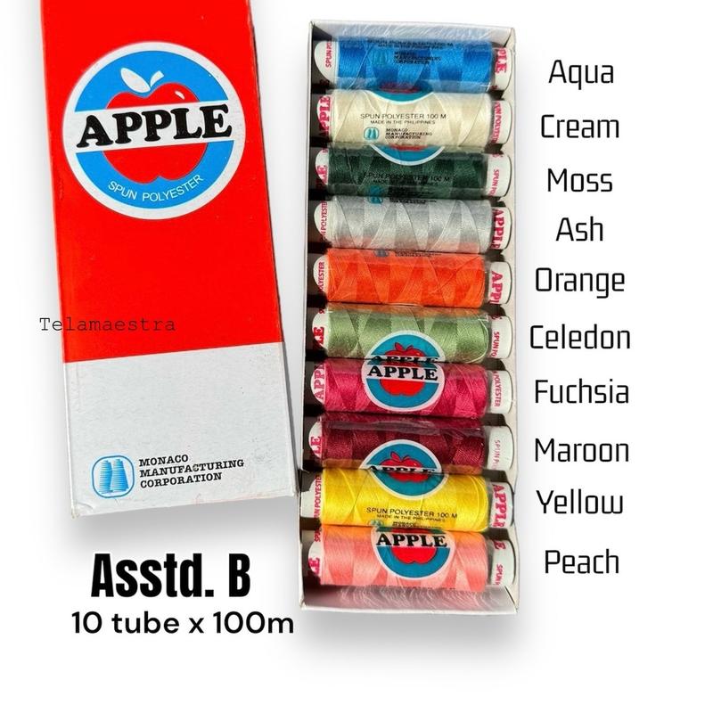 [1-Box*100m] Apple Thread Spun Polyester Sinulid DIY Sewing 100M ...