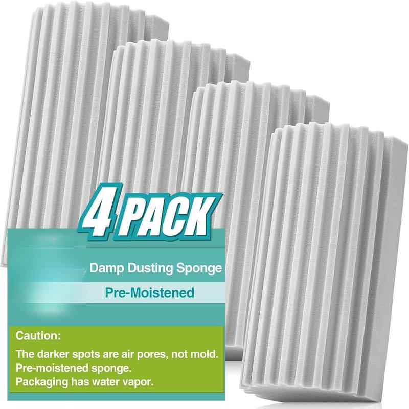 4 Pack Damp Dusting Sponge Duster, Grey Dust Cleaning Sponge, Reusable Household Cleaning Sponge ...