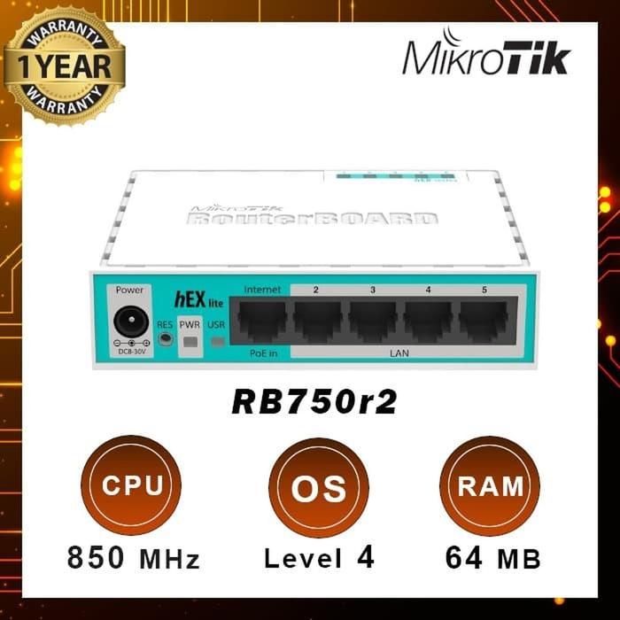 Jual Mikrotik RB750R2 Hex Lite Router Board Indoor 5 Port Horizontal O ...
