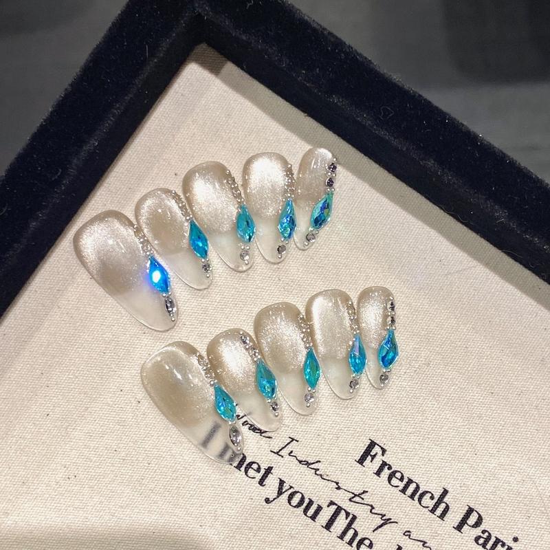[5in1 Toolkit+HANDMADE]Ice Blue Gradient Cat Eye Diamond Medium ...