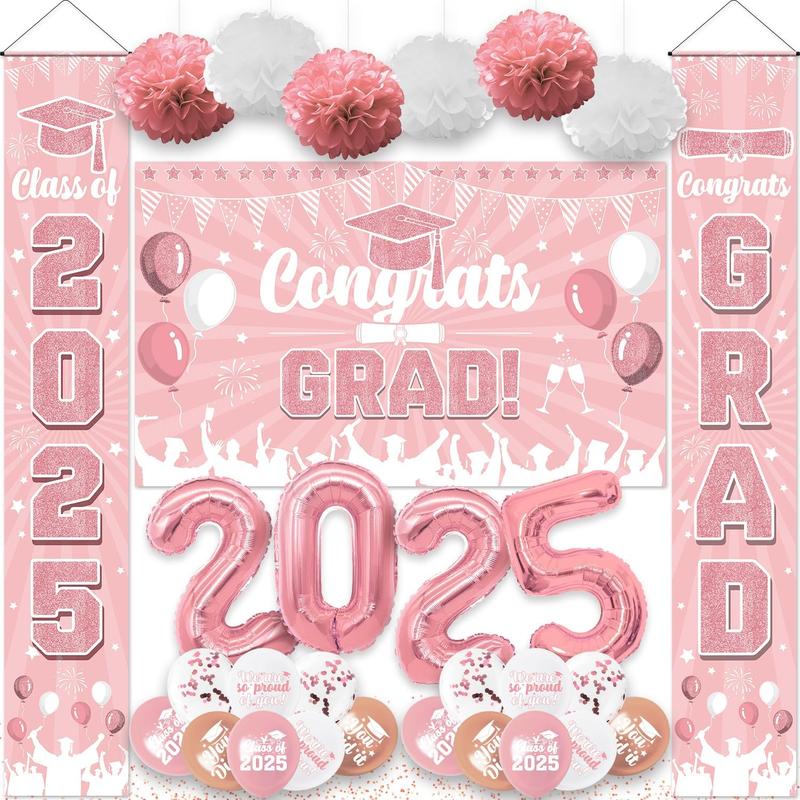 Pink Graduation Decorations, Pink Graduation Party Decorations 2025, 28 ...