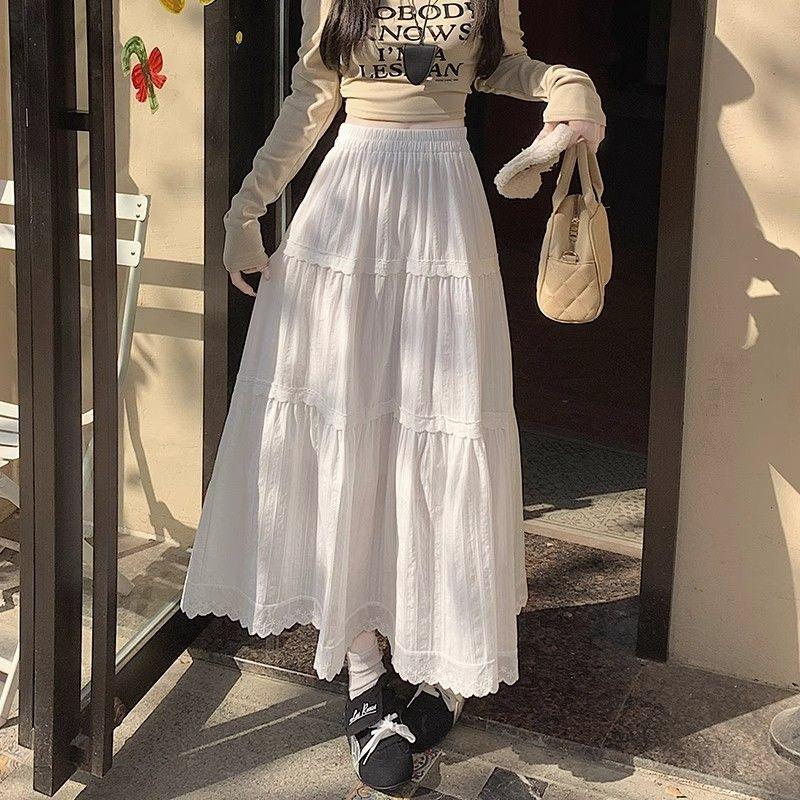 Rok Wanita Ootd Elegant Lace Skirt Korean Style Ruffle Putih - TikTok ...