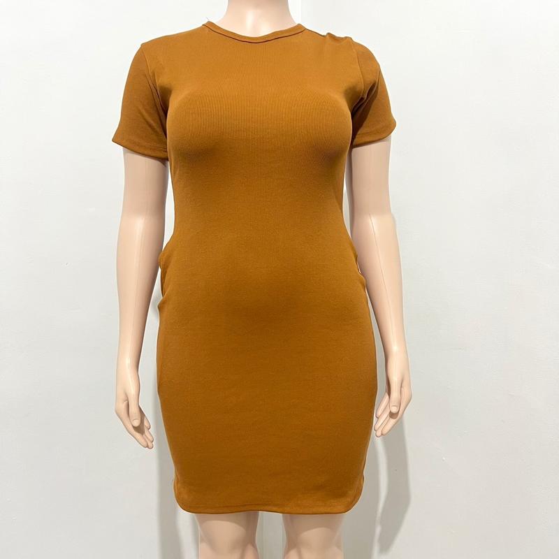 GRETTA BASIC ROUNDNECK DRESS Mid-Plus size Body Con / Slim fitting - TikTok Shop Philippines