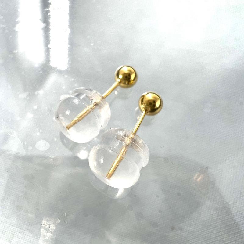 18k Ball Stud earrings silicon pakaw Lightweight - TikTok Shop Philippines