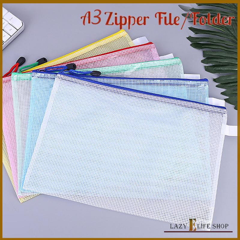 A4 / A3 Mesh Zipper File Bag Waterproof Transparent Portable - TikTok ...