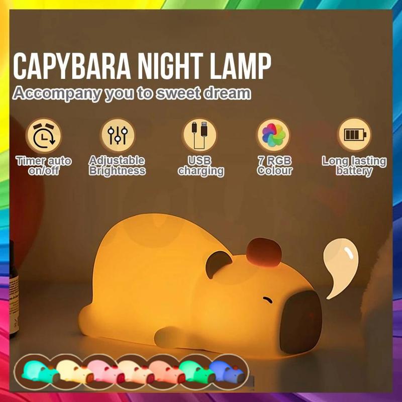 JACIRCLE Cute Capybara LED Night Light ouch Sensor USB Rechargeable ...