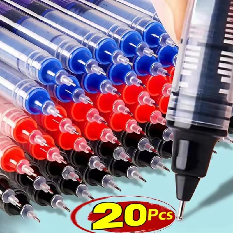 5/20pcs Large Capacity 0.5mm Needle Type Gel Ink Pens Black Straight ...