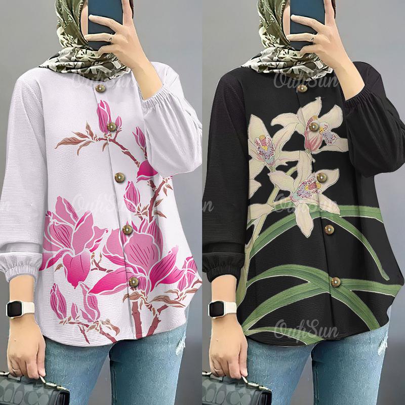 Baju Bunga Deepavali, Baju Atasan Muslim Retro, dengan Butang, - TikTok ...