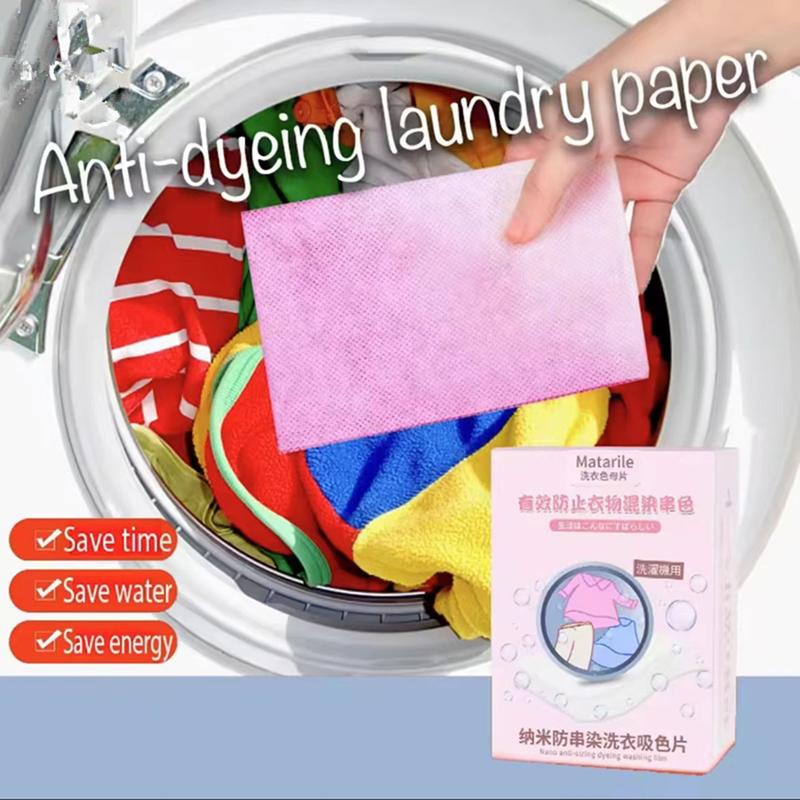 50pcs washing machine dye proof laundry paper synthetic fibe - TikTok ...