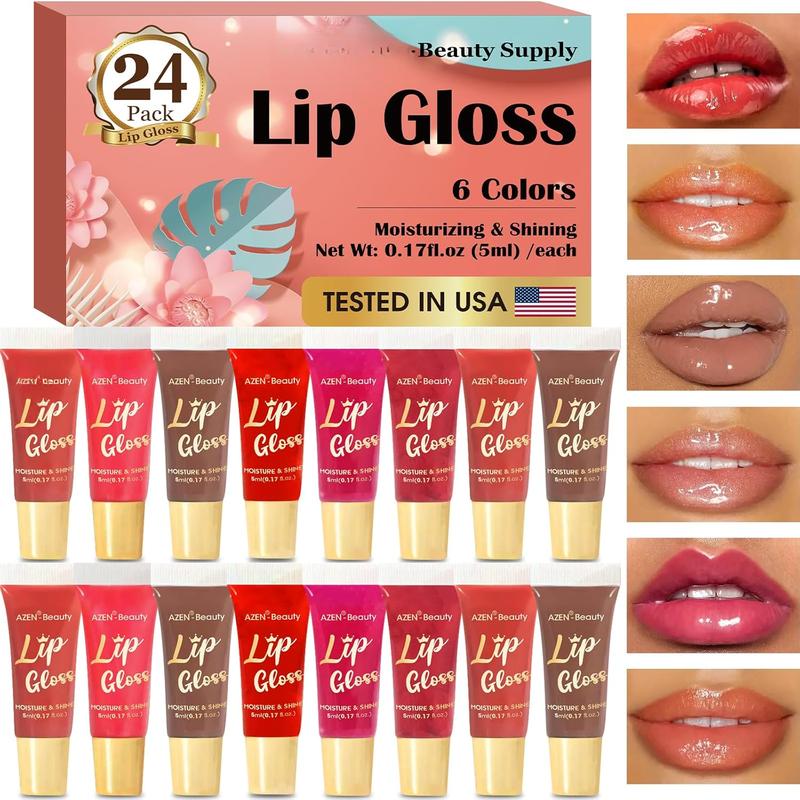 24 Pack Lip Gloss Set, Lip Oil for Dry Cracked Lips Moisturizing ...