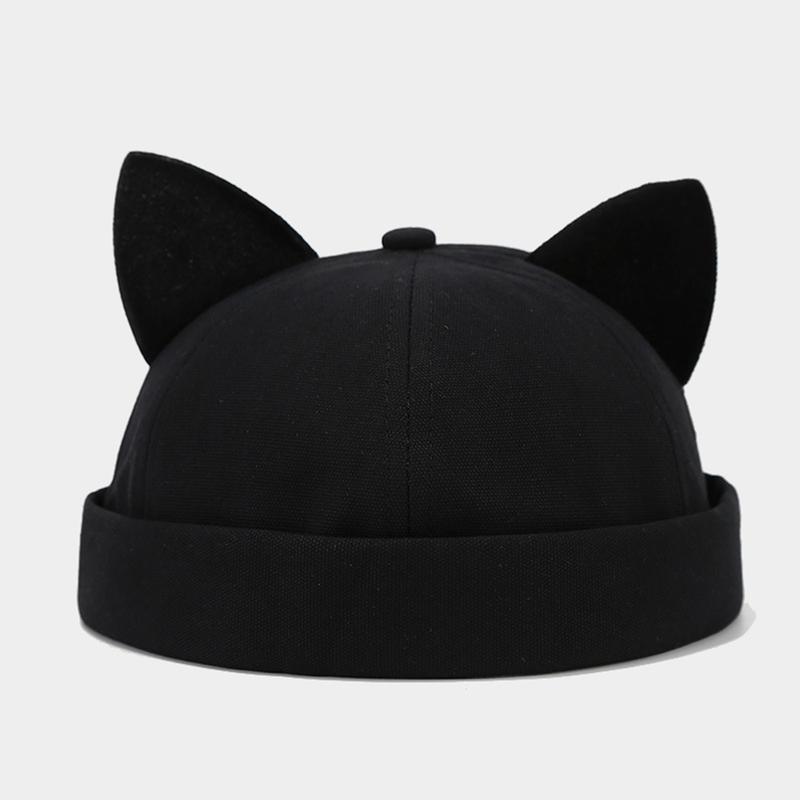 Sweet Cute Cat Ears Snapback Caps Brimless Beanie Hat Outdoo - TikTok ...