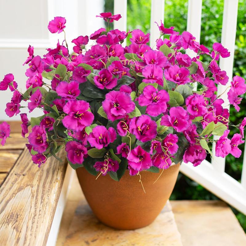 Fake Hibiscus Artificial Flowers for Outdoors Spring Summer Decoration, 6 Bundles Silk Hibiscus ...