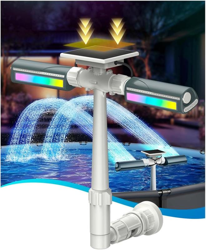 Solar Pool Fountain with 8-Color 6-Mode RGBIC LED Lights, Above ...
