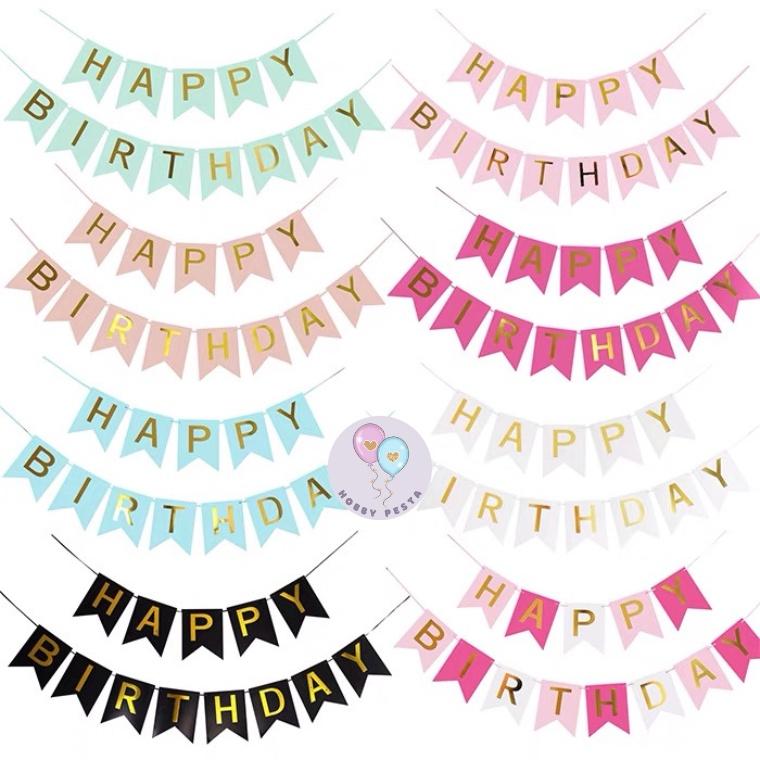 Banner Happy Birthday Aesthetic Segilima / Bunting Flag / Hiasan - Shop ...