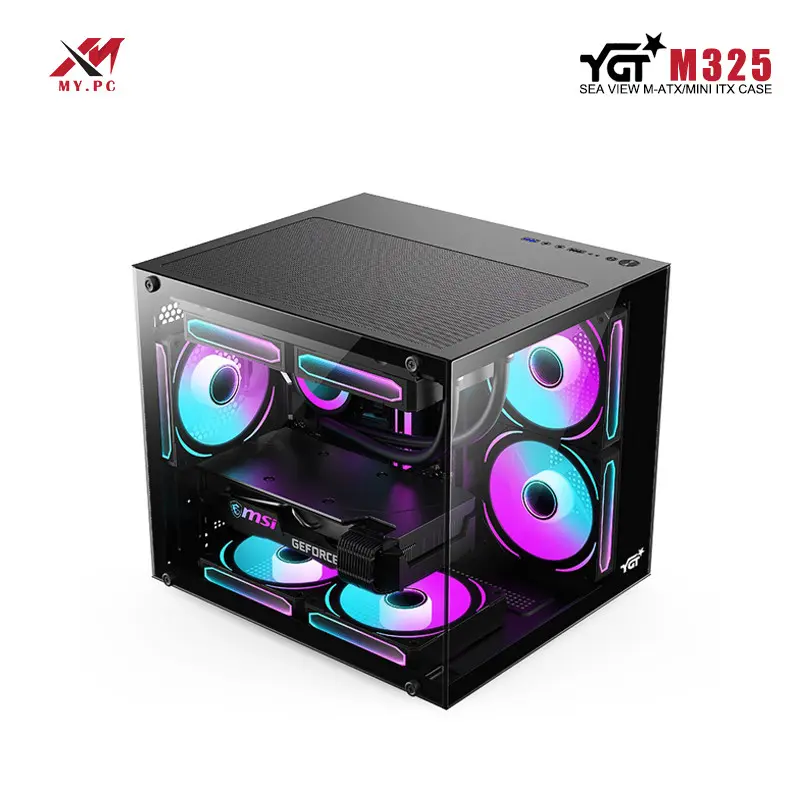 MY.PC | YGT M325 Gaming Case Dual Glass M-ATX Desktop PC Case for ...