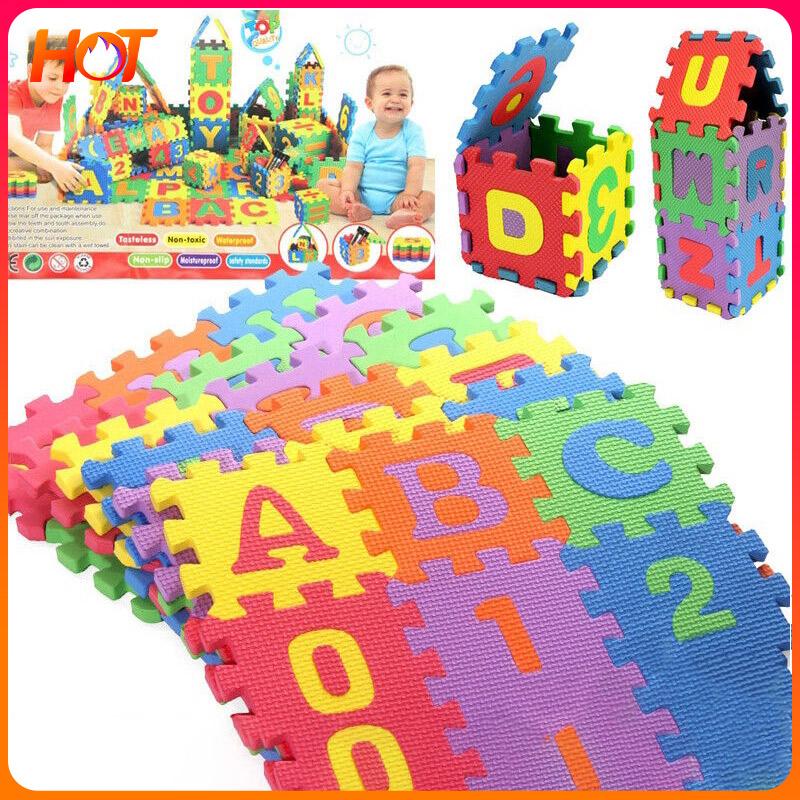 36PCS EVA Foam Puzzle Mat Number Alphabet Floor Mat Baby PlayMat ...