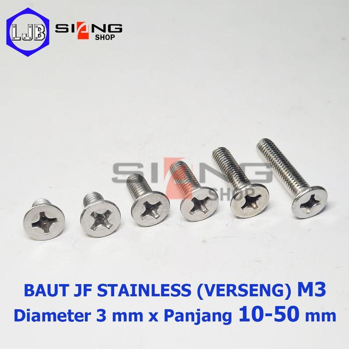 Jual Per 50bj Baut JF Stainless M3 panjang 10 sd 50mm / Baut Verseng ...