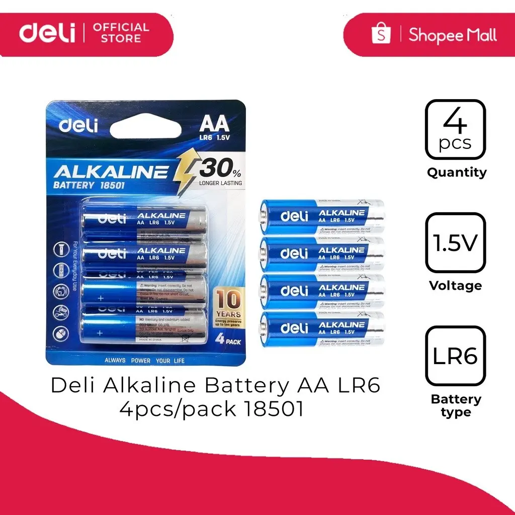 Deli 18501 Alkaline Battery AA LR6 - TikTok Shop Philippines