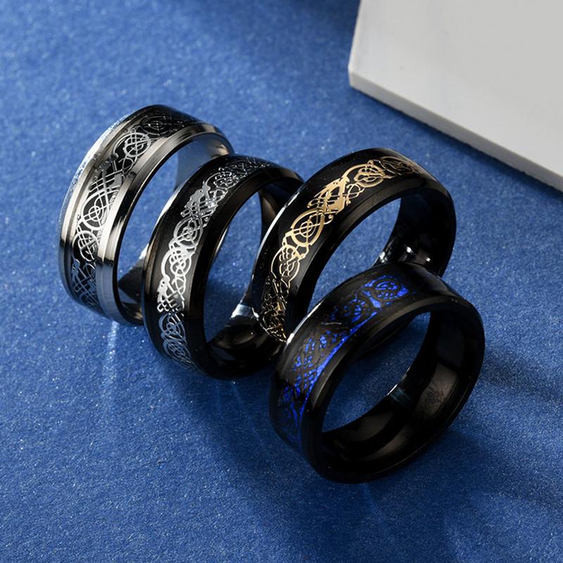 [jig] Men Ring Glossy Simple Jewelry Accessory Dragon Patter - TikTok ...