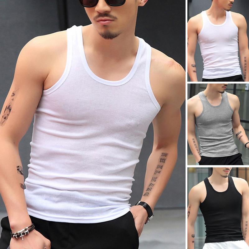 Huxriqvy Men O-neck Sleeveless Tank Tops Solid Color Slim Fi - TikTok ...
