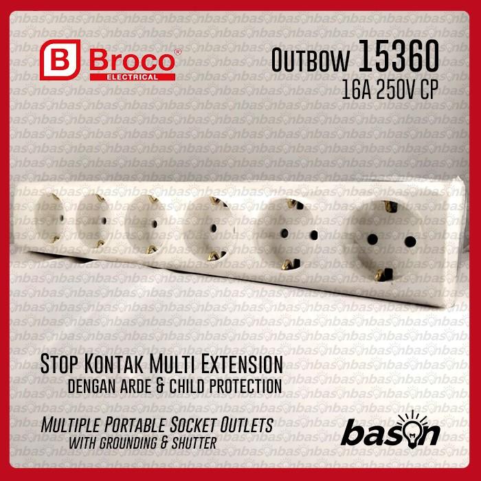 Promo BROCO 15360 Stop Kontak Outbow 6 Lubang - 16A 250V dengan Child ...