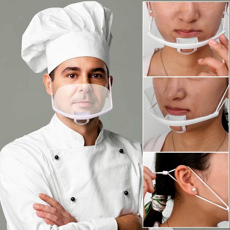 1/5Pcs Reusable Plastic Mask Clear Reusable Visible Splash Proof ...