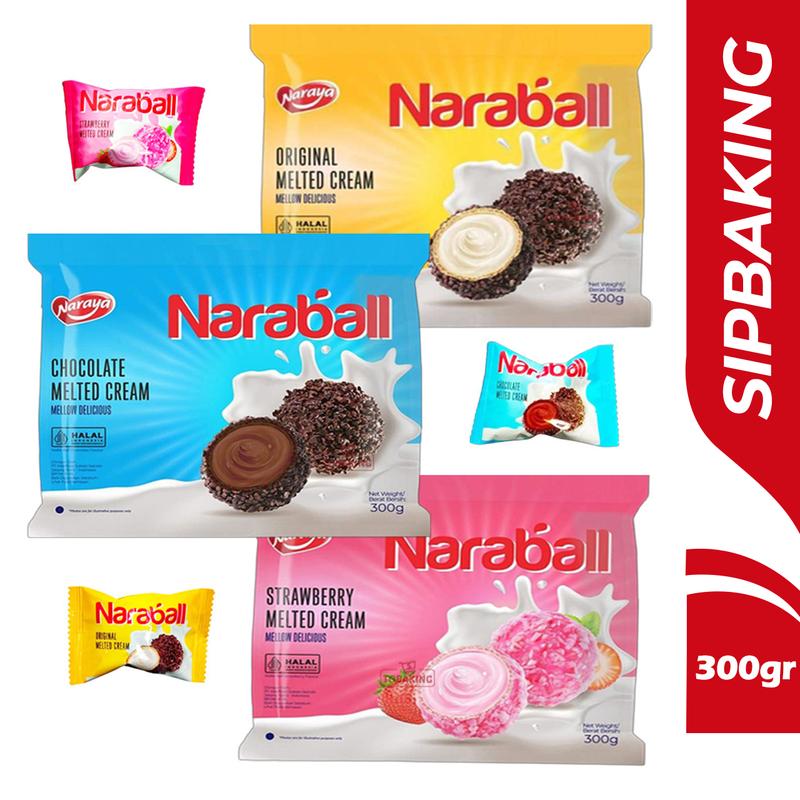 Naraya Naraball 300gr Chocolate Wafer Ball Melted Creme Strawberry ...