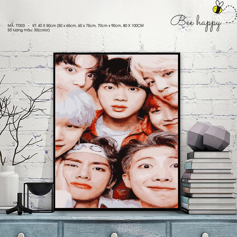 Tranh Số Hóa BTS BEE HAPPY Căng Khung Sẵn - TikTok Shop Vietnam