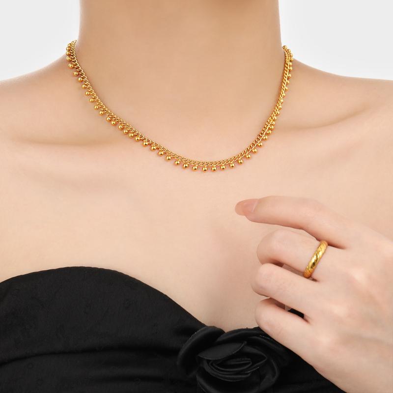 Kalung Rantai Manik Bulat Keluli Tahan Karat, Mudah dan Fesyen ...