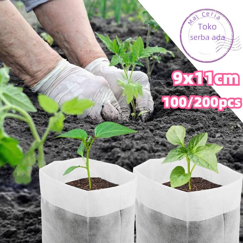100/200PCS Pot Biodegradable Polybag Semai Non Woven Nursery Pot Benih ...