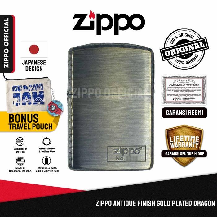 Jual Zippo Antique Finish Gold Plated Dragon ZA-3-31A | Garansi ...