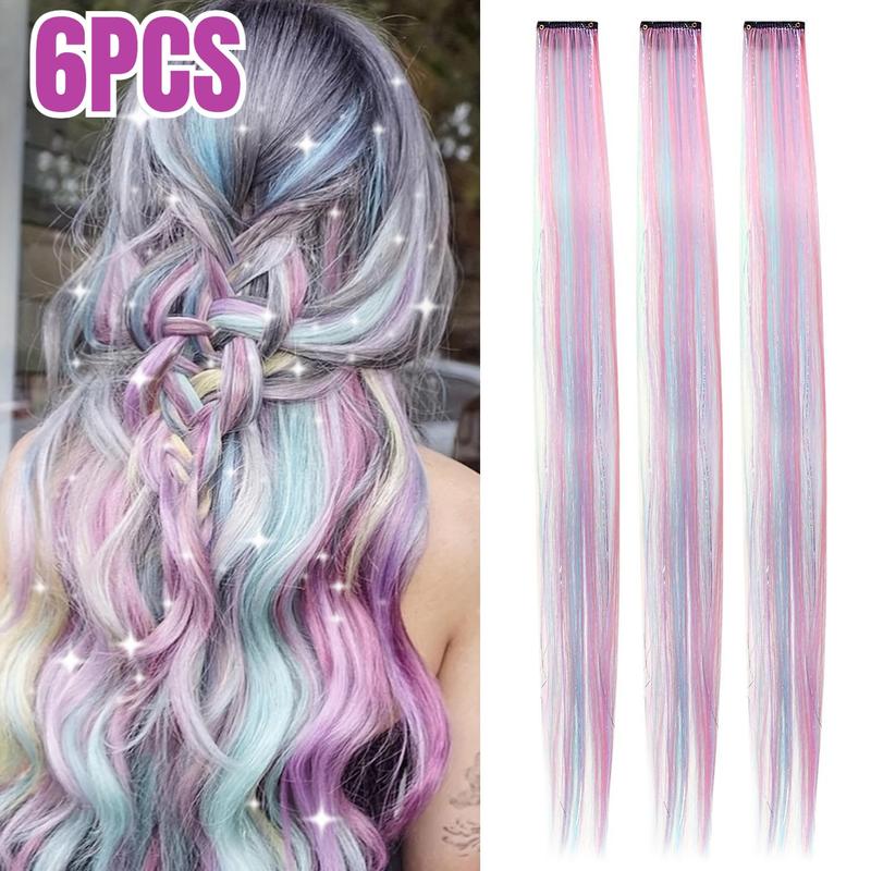 6Pcs New Sequin Hairpin Gradient Blue Pink Wig Women Hair Rope - TikTok ...