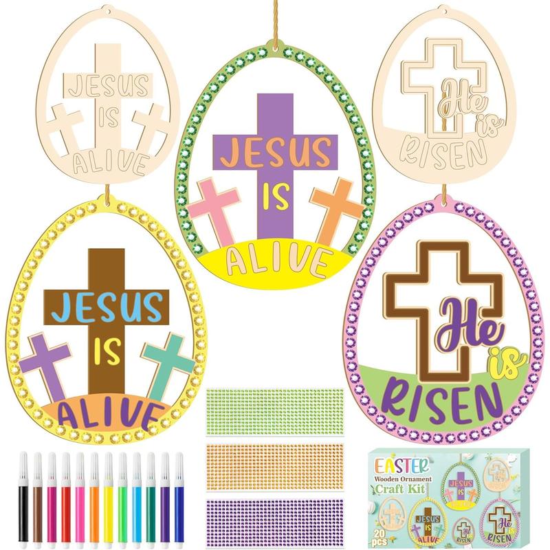 Easter Wooden Ornament Craft - 20 count Jesus is Risen DIY Wooden ...
