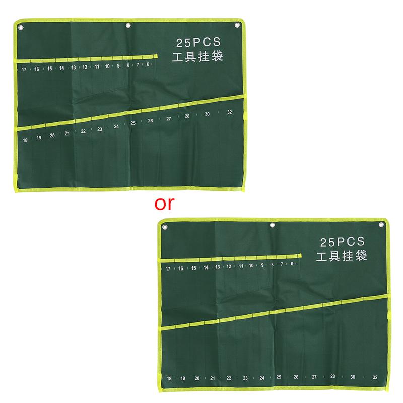 25 Pockets Durable Canvas Spanner Wrench Tool Roll Up Storage Bag ...