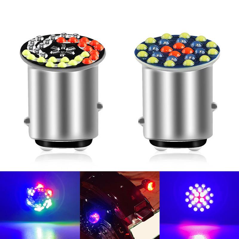 1157 RGB LED Motorcycle Headlight Bulbs 24SMD 30SMD Lamp Flashing ...