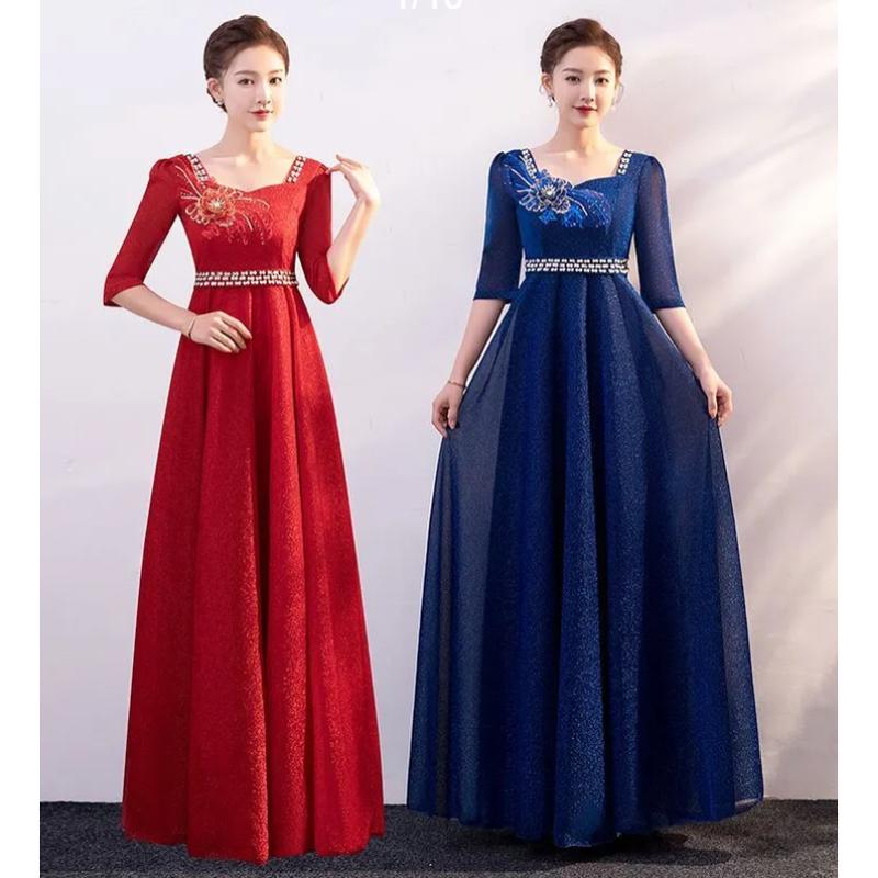 Gaun prom leher persegi wanita, gaun malam formal, sisi panjang ...