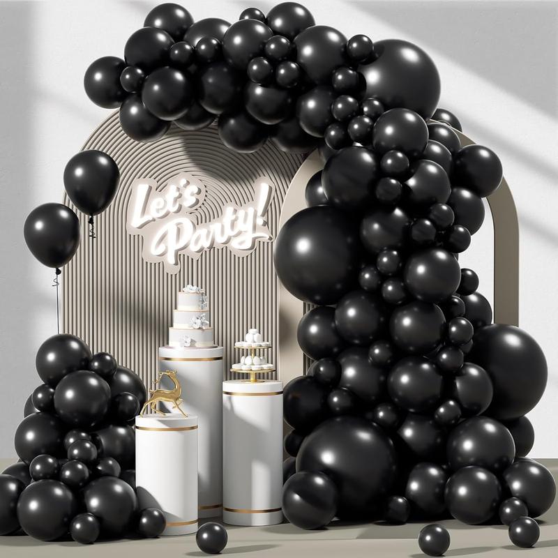 120pcs Black Balloon Arch Kit, 18 12 10 5 inch Black Latex Balloons ...