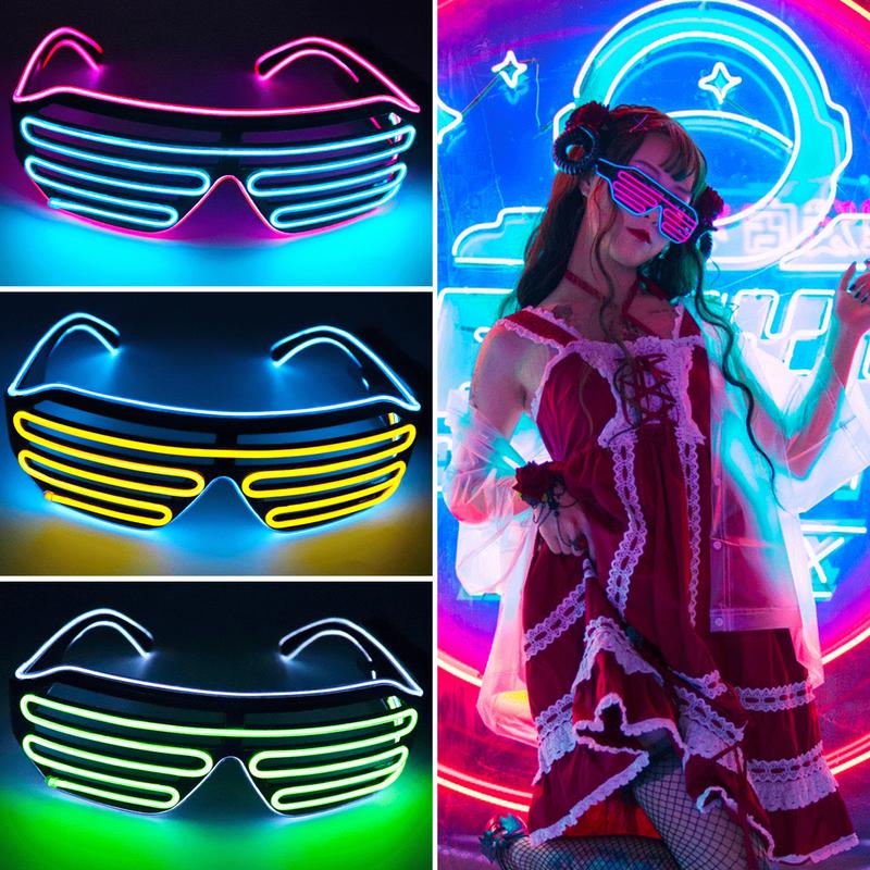 Light Up Neon Rave Glasses Flashing Shutter Glasses El Wire LED ...
