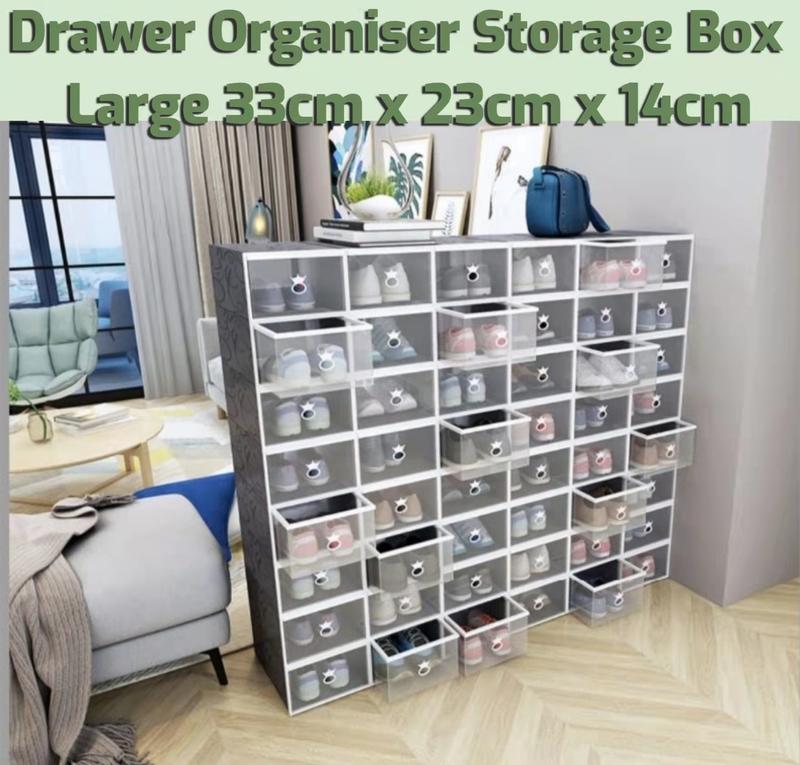 (LARGE SIZE) 33*23*14cm DRAWER STACKABLE SHOES SHOE BOX RACK - TikTok ...