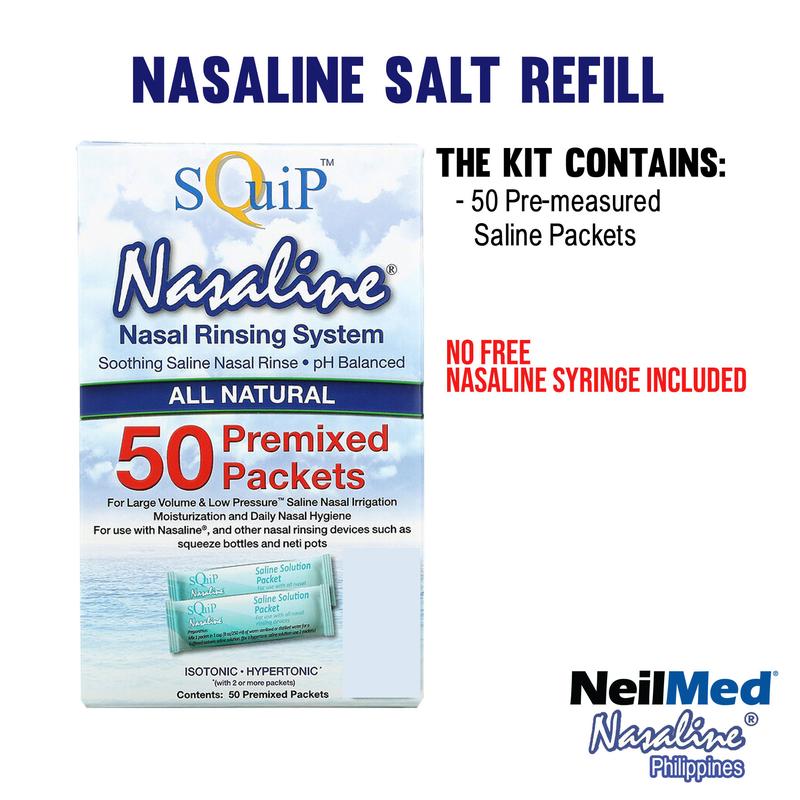 Squip Nasaline Salt Saline 50 packets Refill for Nasal Aspirator ...