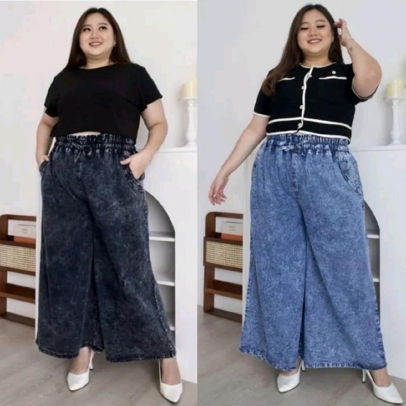JITUESTORE | Kulot Jeans Big Size Pinggang Full Karet , Kulo - Shop ...