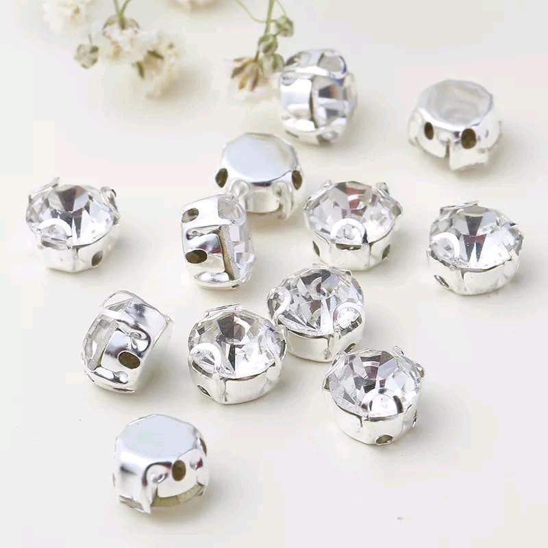Glass Montees Silver Claw Sew On Clear Crystal Rhinestone With - TikTok ...