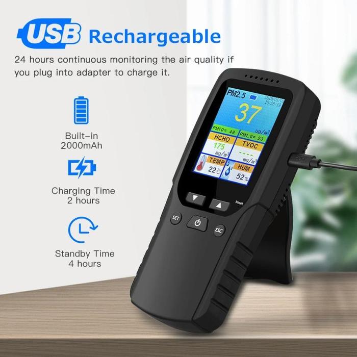 Promo Alat Pengukur Kualitas Udara 8 in 1 Monitor Detektor Polusi Udara ...