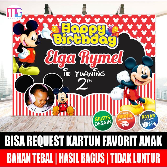 Jual Cetak Banner Spanduk Ulang Tahun Ultah Anak TEMA Micky Mouse ...