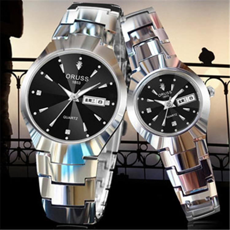 Jam Tangan Kuarza Pasangan, ORUSS, Warna Tungsten Berkilau, Jam ...