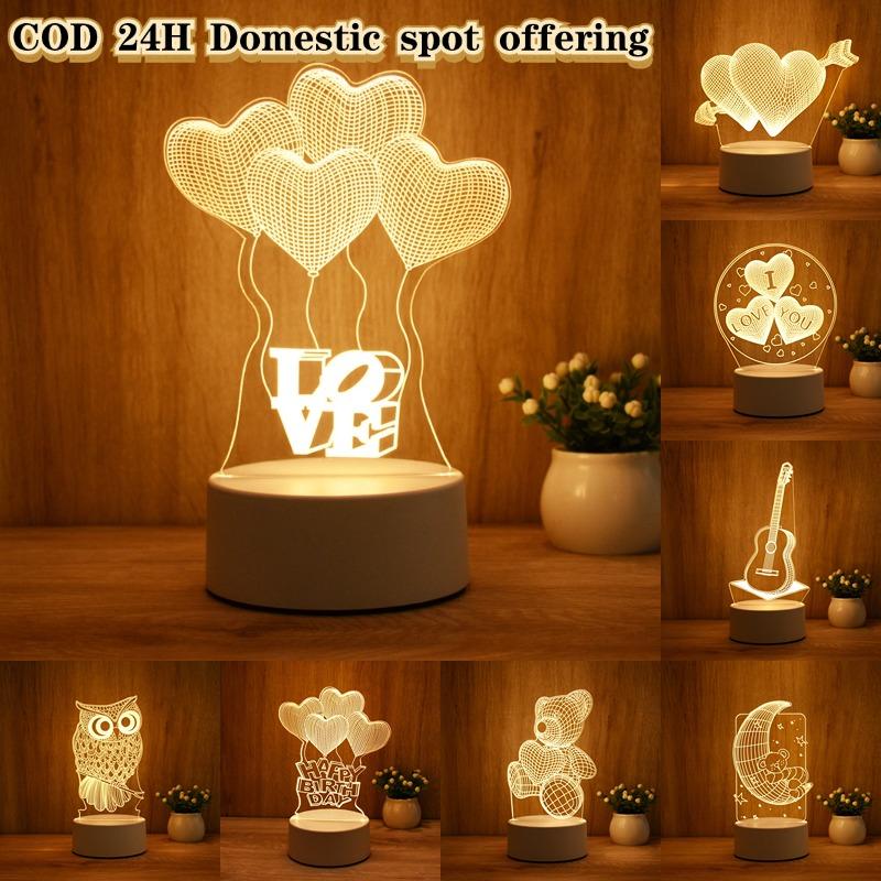 Led Acrylic 3D Night Light Atmosphere Indoor Night Light Birthday ...