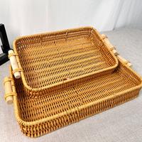 Promo Tatakan Nampan Rotan Fruit Tray Basket With Handle Model Square ...